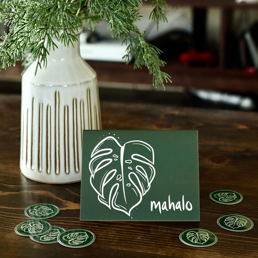 Mahalo Monstera (thank You) | Single Note Card | Blank Inside - Etsy