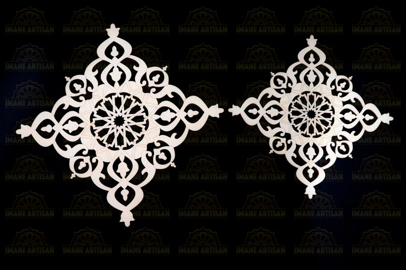 S-005/ Moroccan Arabesque Square / Carved Wood / Laser Cut | Etsy