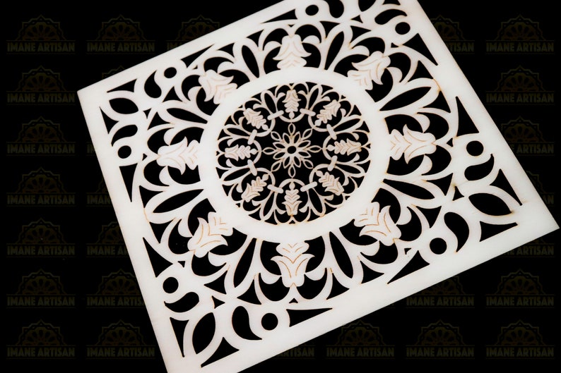 Square Arabesque Laser Cut Wood Design Moroccan Arabsque 20cm - Etsy