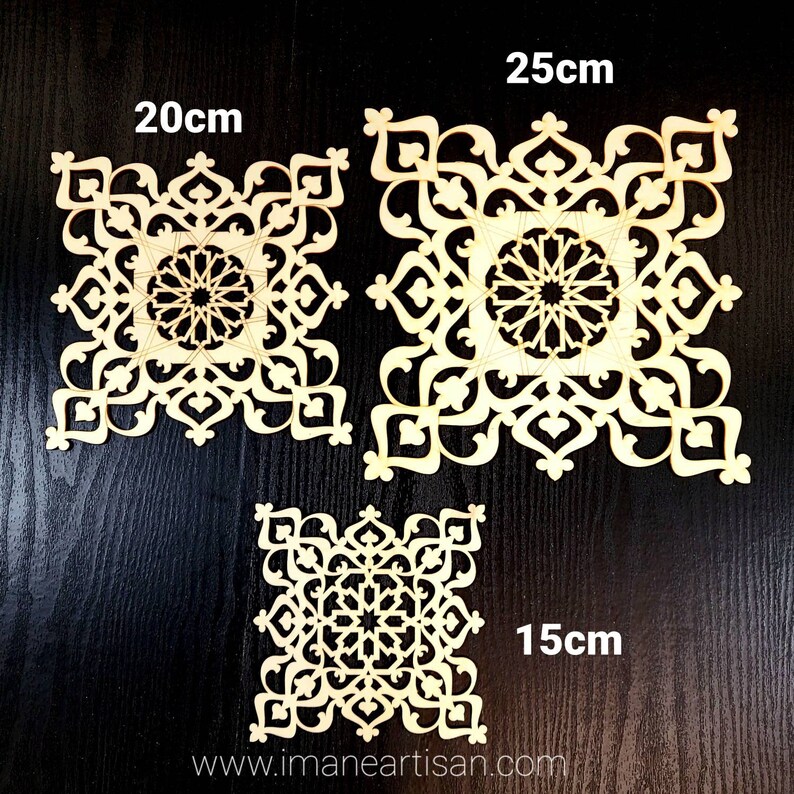 S-005/ Moroccan Arabesque Square / Carved Wood / Laser Cut | Etsy