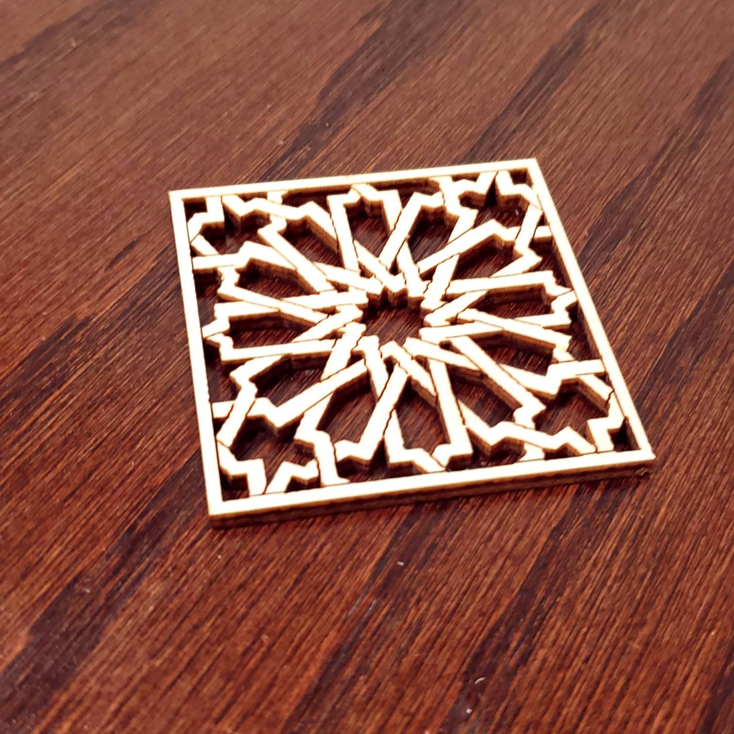 Accessories Arabesque Square Laser Cut Wood Design Moroccan Arabsque - Etsy