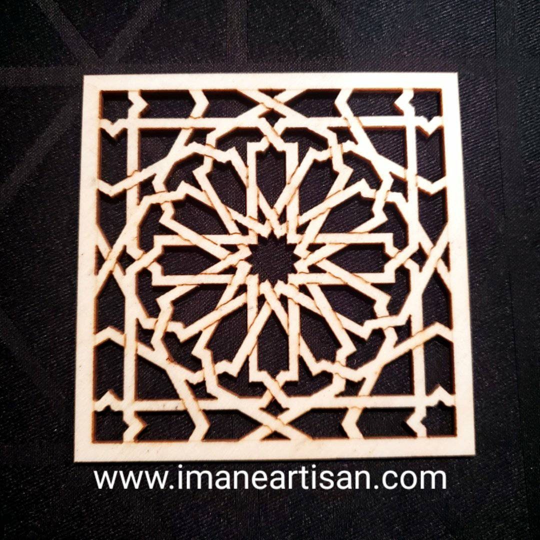 S-001/ Moroccan Arabesque Square / Carved Wood / Laser Cut | Etsy