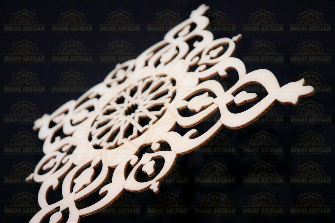 S-005/ Moroccan Arabesque Square / Carved Wood / Laser Cut | Etsy