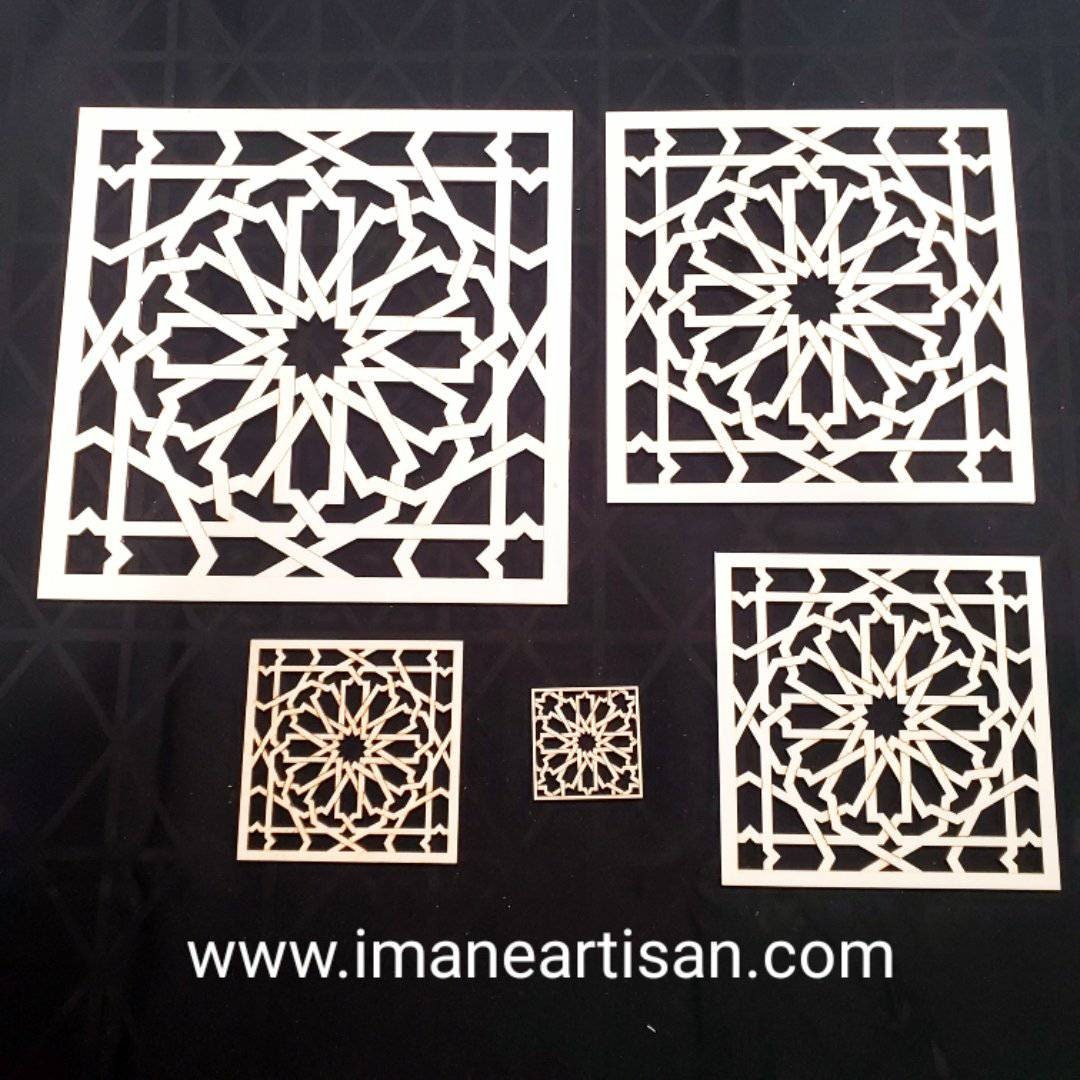 S-001/ Moroccan Arabesque Square / Carved Wood / Laser Cut | Etsy