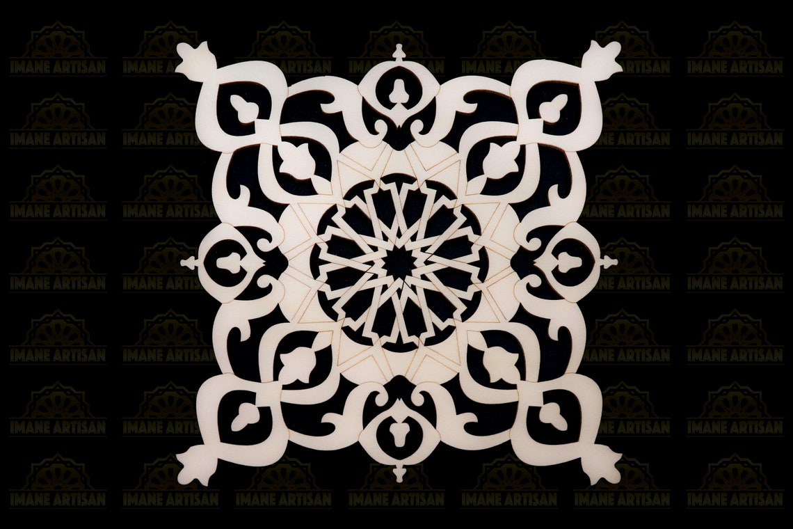 S-005/ Moroccan Arabesque Square / Carved Wood / Laser Cut | Etsy