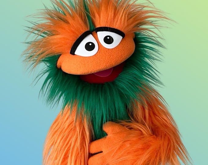 Ez Pz Pro Monster - Hand and Rod Puppet - Orange and Green - Etsy