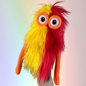 Meep Monster Puppet Hand Puppet / Hand and Rod Puppet 2 Fur Red and ...