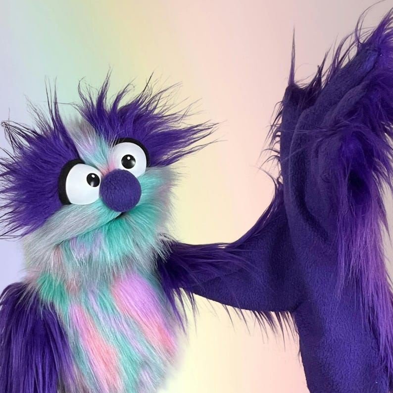 Professional Live-hand Puppet - Rainbow Sherbet and Purple Fur - Nosey ...