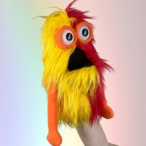 Meep Monster Puppet Hand Puppet / Hand and Rod Puppet 2 Fur Red and ...