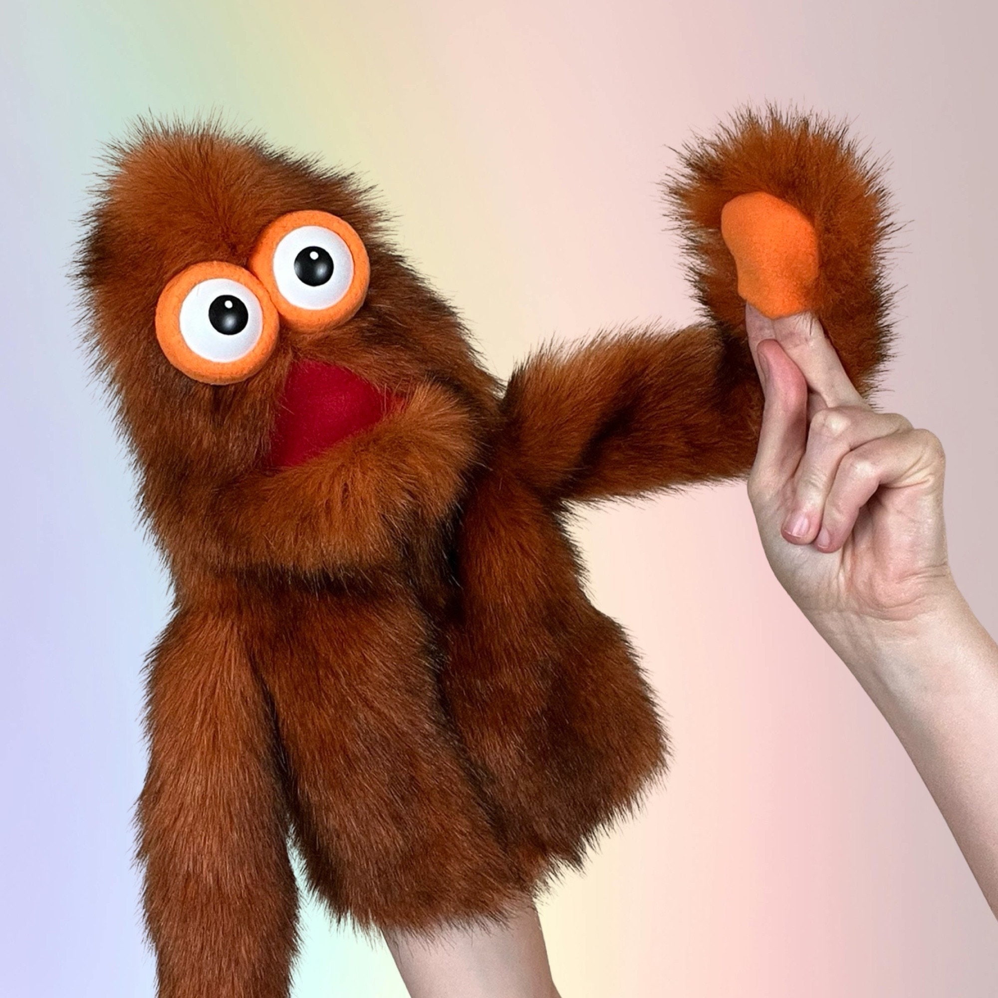 Mega Meep Monster Puppet Speciality Fox Faux Fur Removable Rod / Mini ...