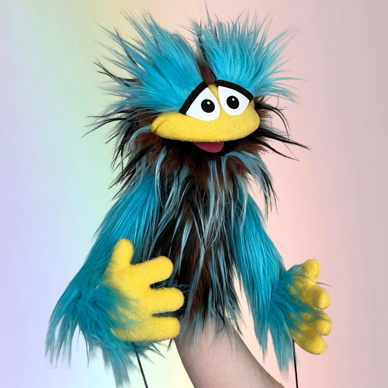 Ez Pz Pro Monster Hand and Rod Puppet Brown, Blue, and Yellow - Etsy