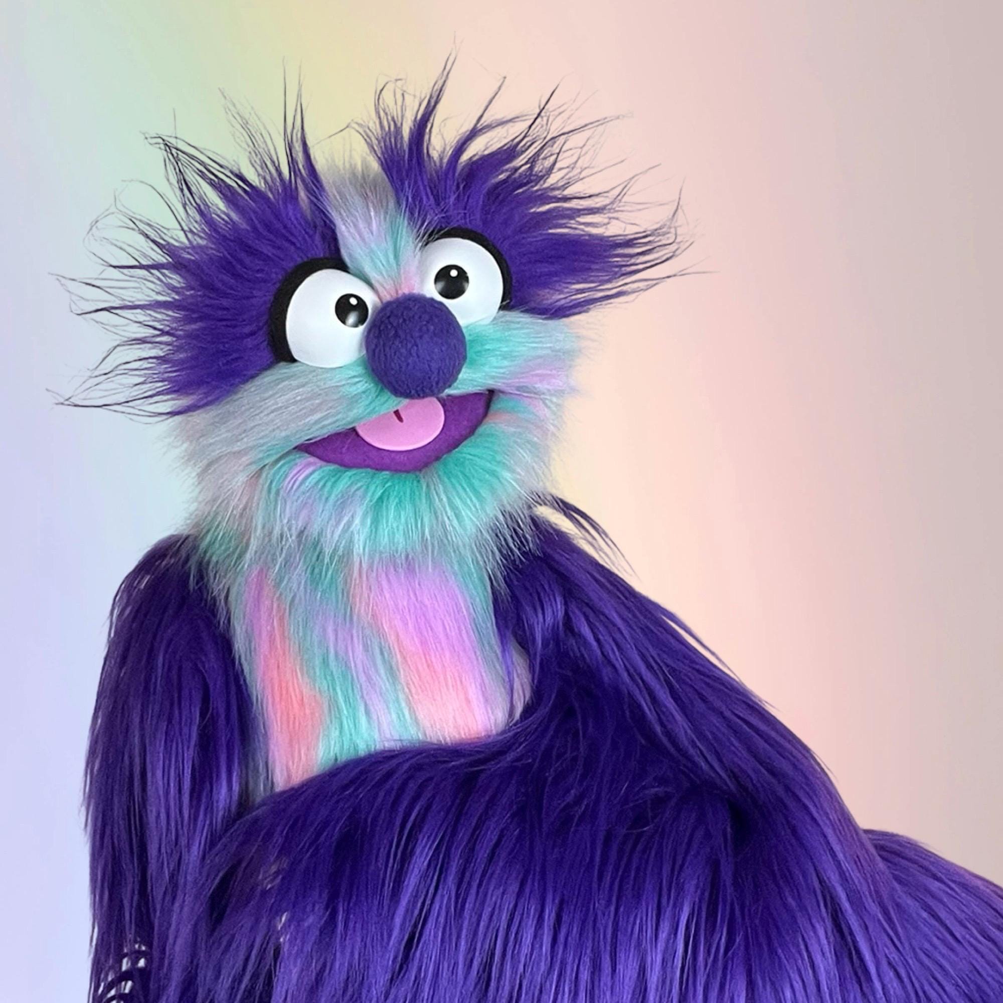 Professional Live-hand Puppet - Rainbow Sherbet and Purple Fur - Nosey ...