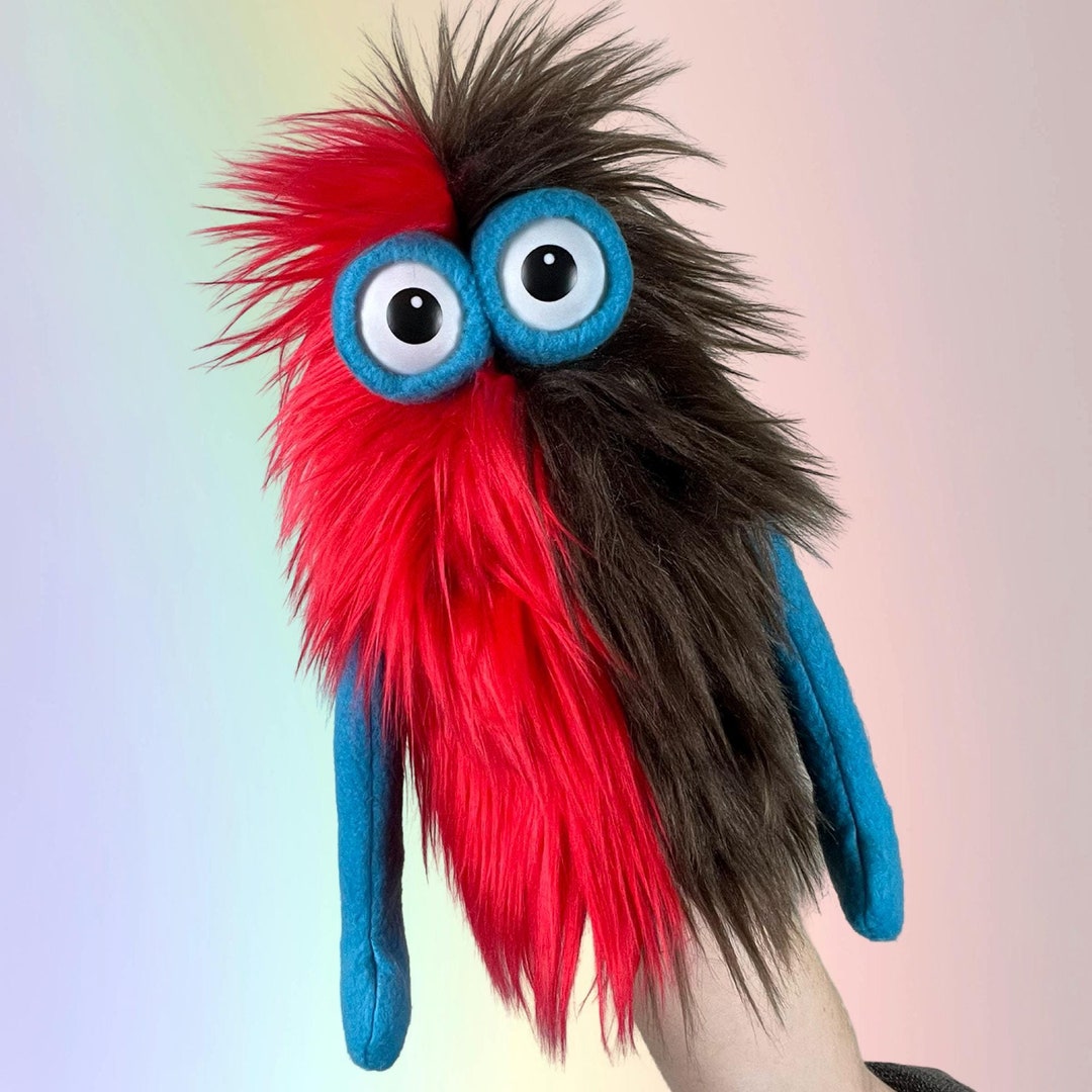 Meep Monster Puppet Hand Puppet / Hand and Rod Puppet 2 Fur Brown and ...