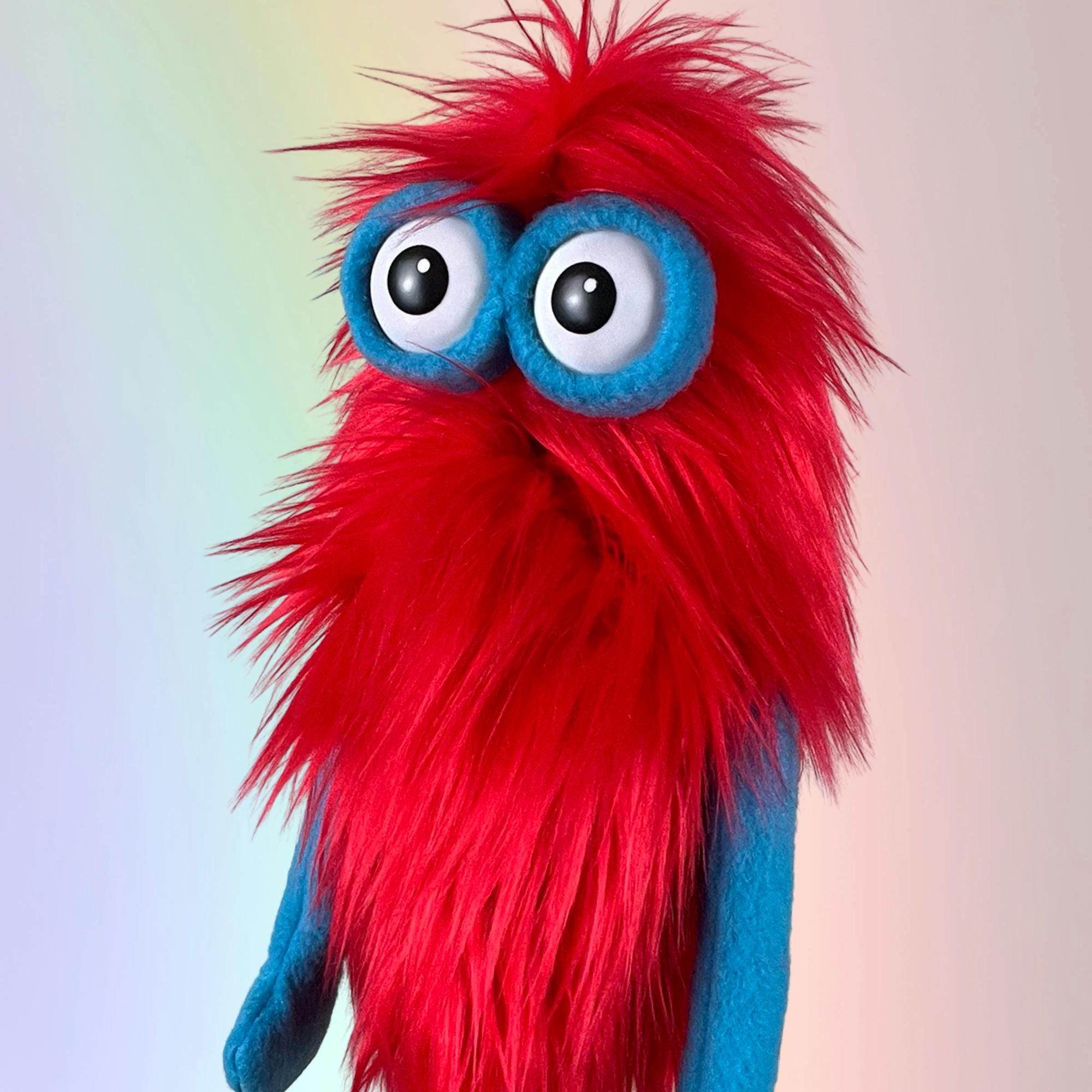 Meep Monster Puppet Hand Puppet / Hand and Rod Puppet Red Fur - Etsy