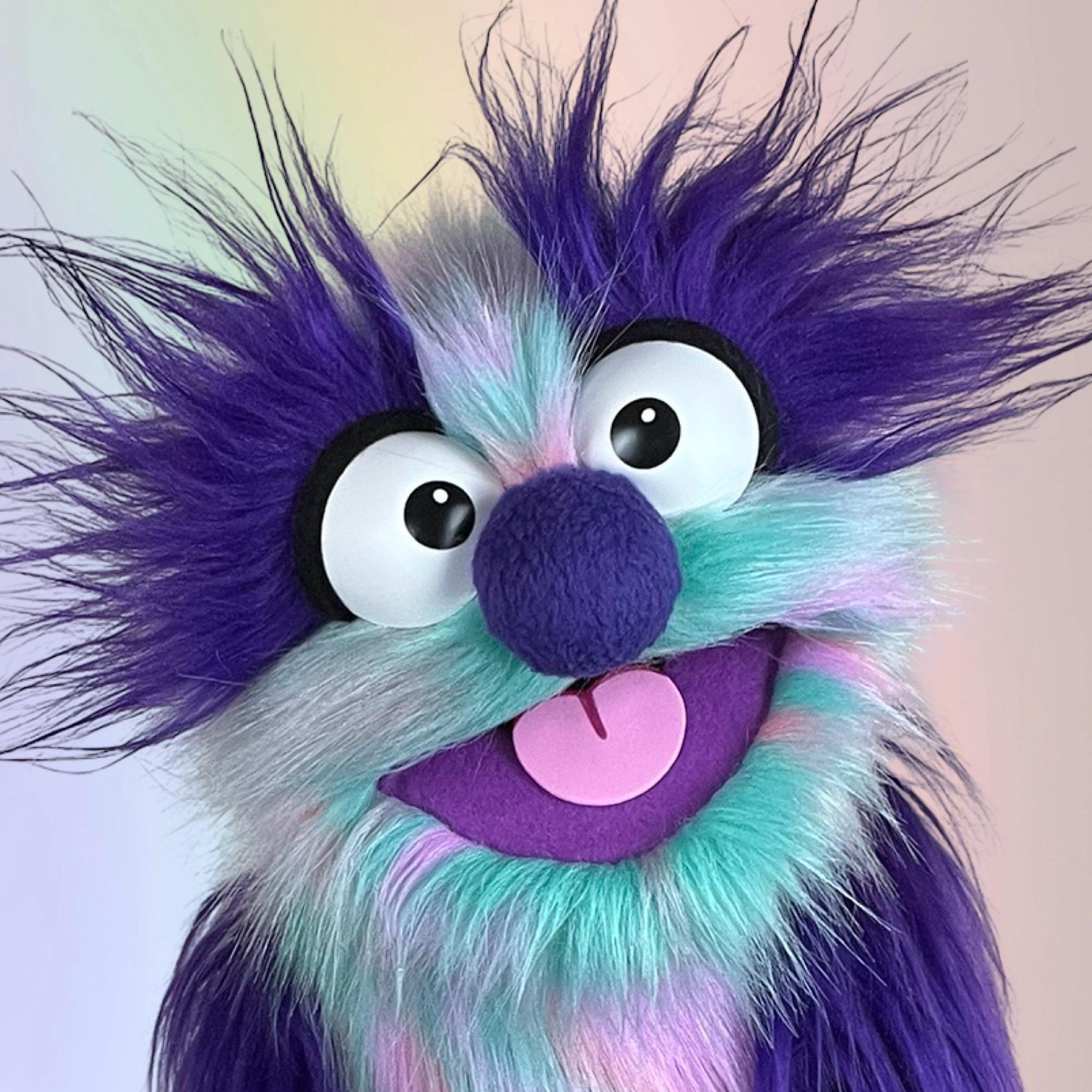 Professional Live-hand Puppet - Rainbow Sherbet and Purple Fur - Nosey ...