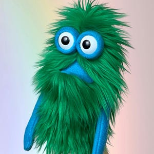 Meep Monster Puppet Hand Puppet / Hand and Rod Puppet Green Fur - Etsy