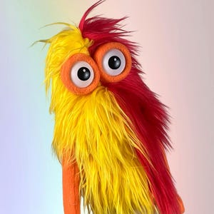Meep Monster Puppet Hand Puppet / Hand and Rod Puppet 2 Fur Red and ...