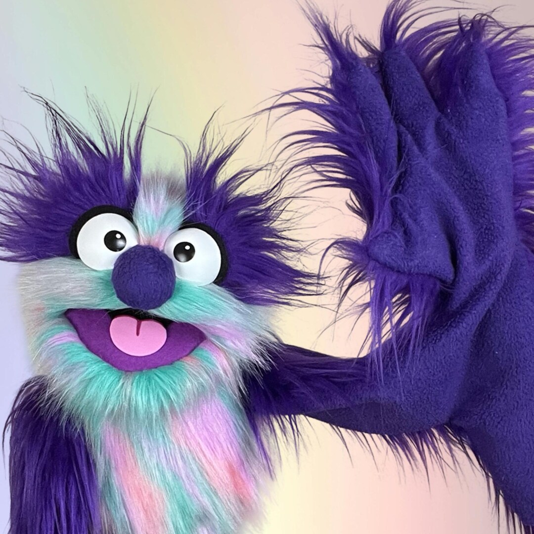Professional Live-hand Puppet - Rainbow Sherbet and Purple Fur - Nosey ...