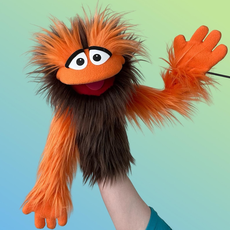 Ez Pz Pro Monster - Hand and Rod Puppet - Orange and Brown - Etsy