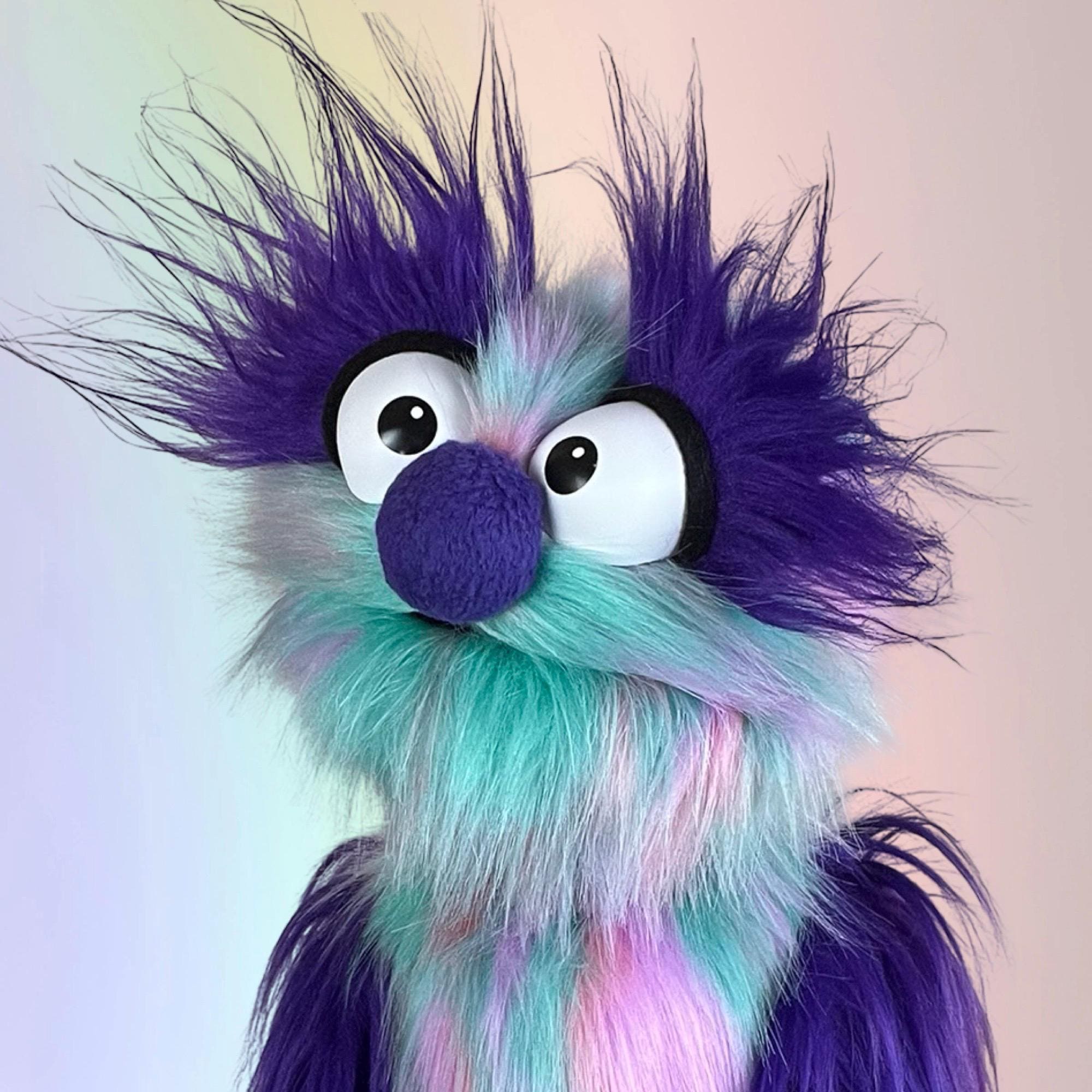 Professional Live-hand Puppet - Rainbow Sherbet and Purple Fur - Nosey ...