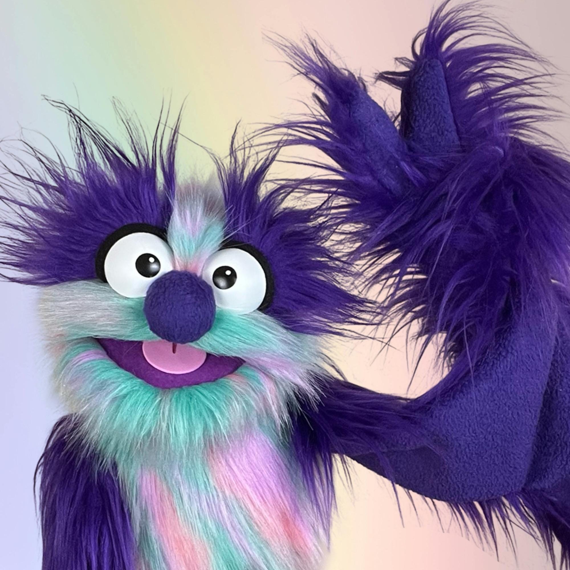 Professional Live-hand Puppet - Rainbow Sherbet and Purple Fur - Nosey ...