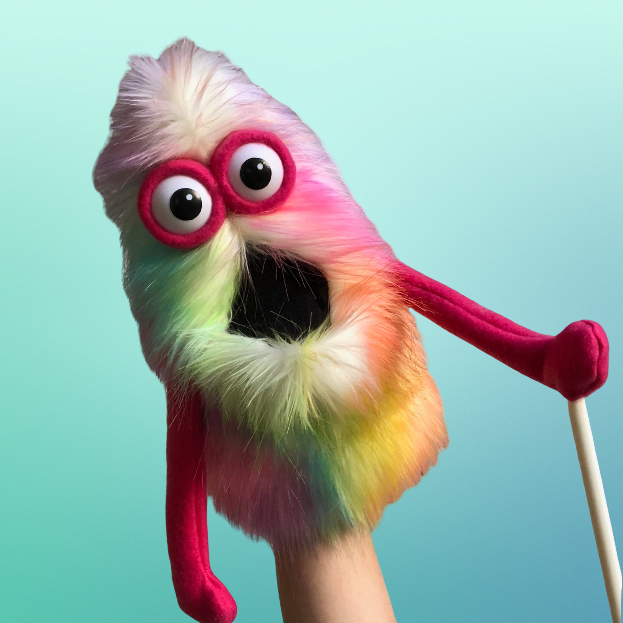 RAINBOW Meep Monster Puppet Custom - Etsy
