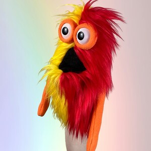 Meep Monster Puppet Hand Puppet / Hand and Rod Puppet 2 Fur Red and ...