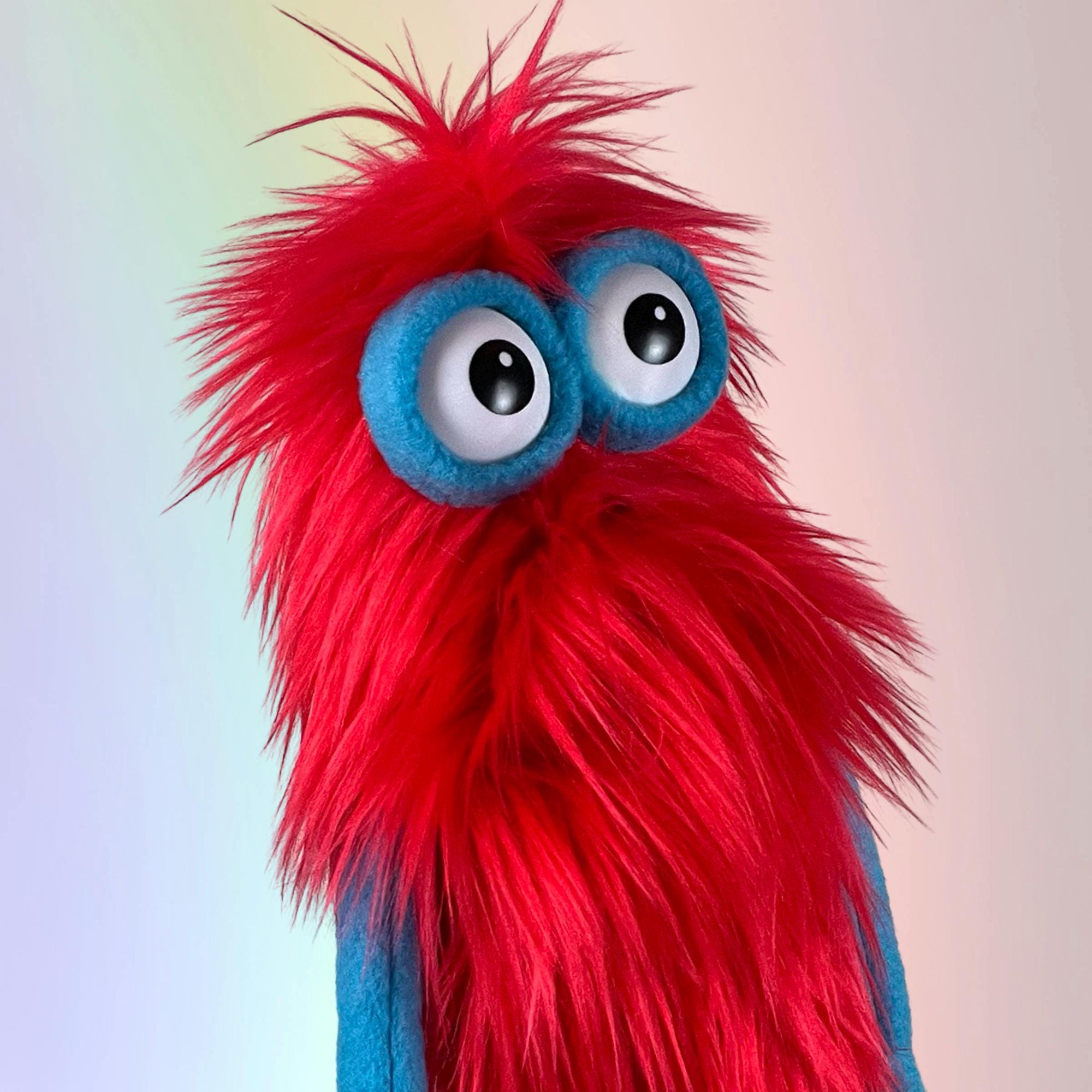 Meep Monster Puppet Hand Puppet / Hand and Rod Puppet Red Fur - Etsy