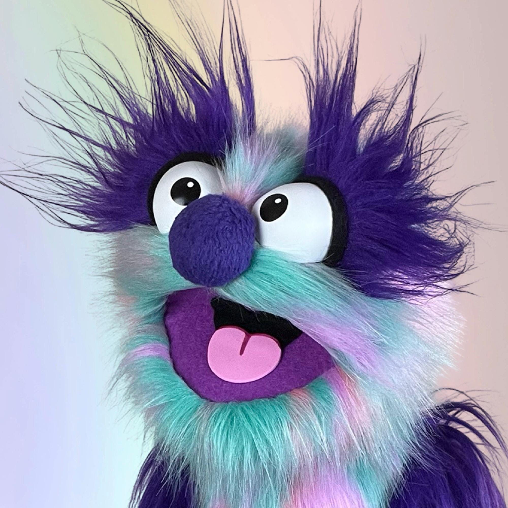 Professional Live-hand Puppet - Rainbow Sherbet and Purple Fur - Nosey ...