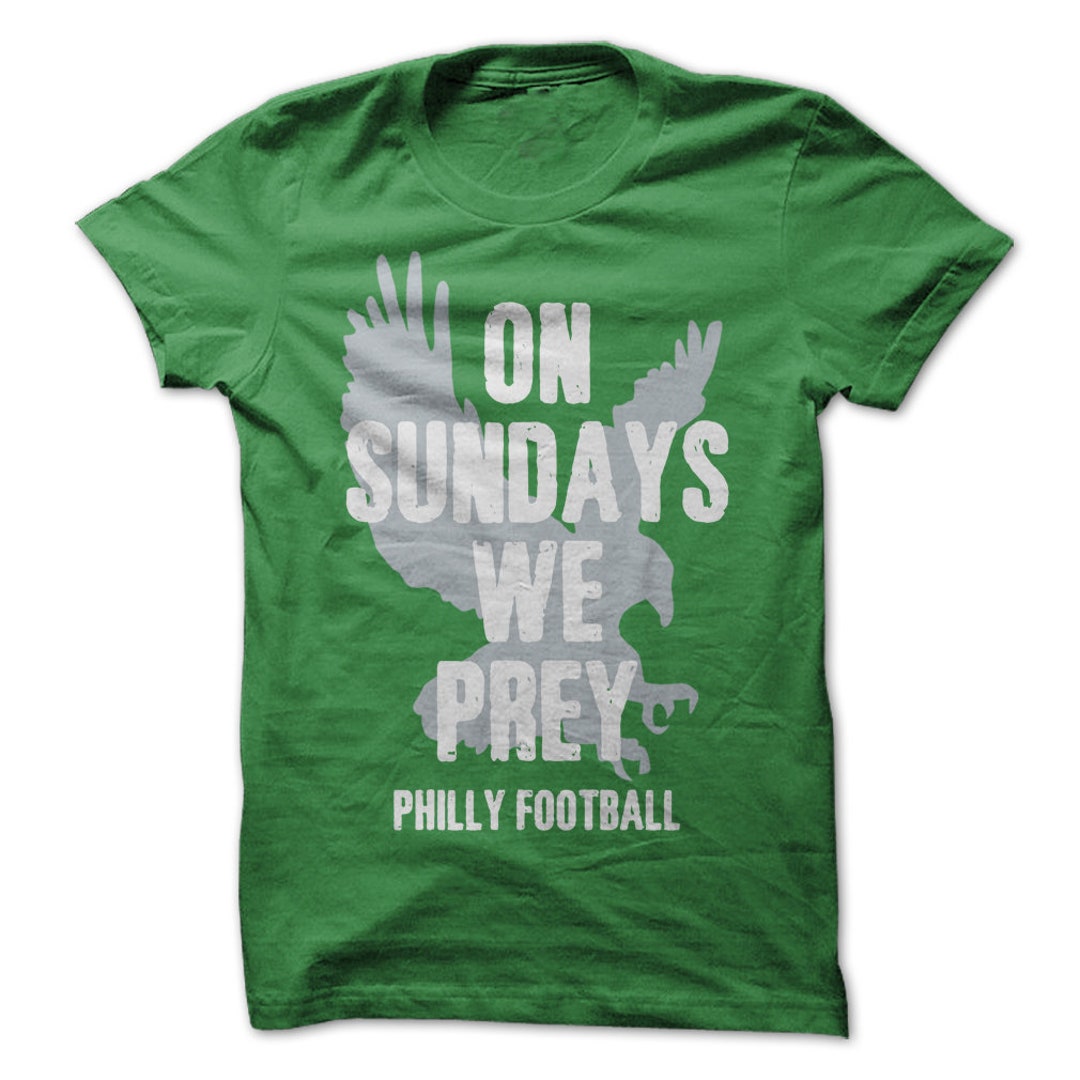 On Sundays We Prey T-shirt Design - Green Shirt With Multi Color Print ...