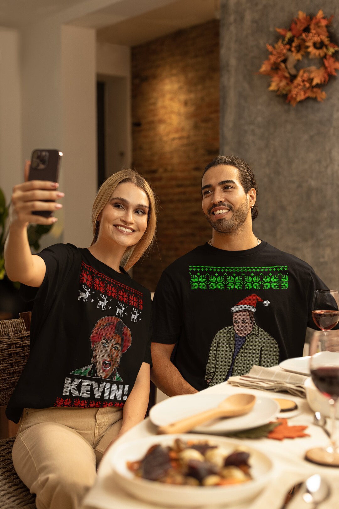 Kevin Christmas Meme Mash-up Couples T-shirt Design - Two T-shirts for ...