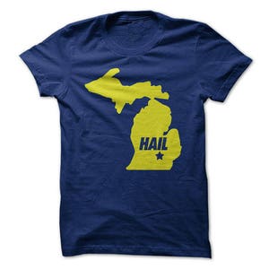 Hail, Michigan T-shirt Design - Navy Shirt With Gold Print - Etsy