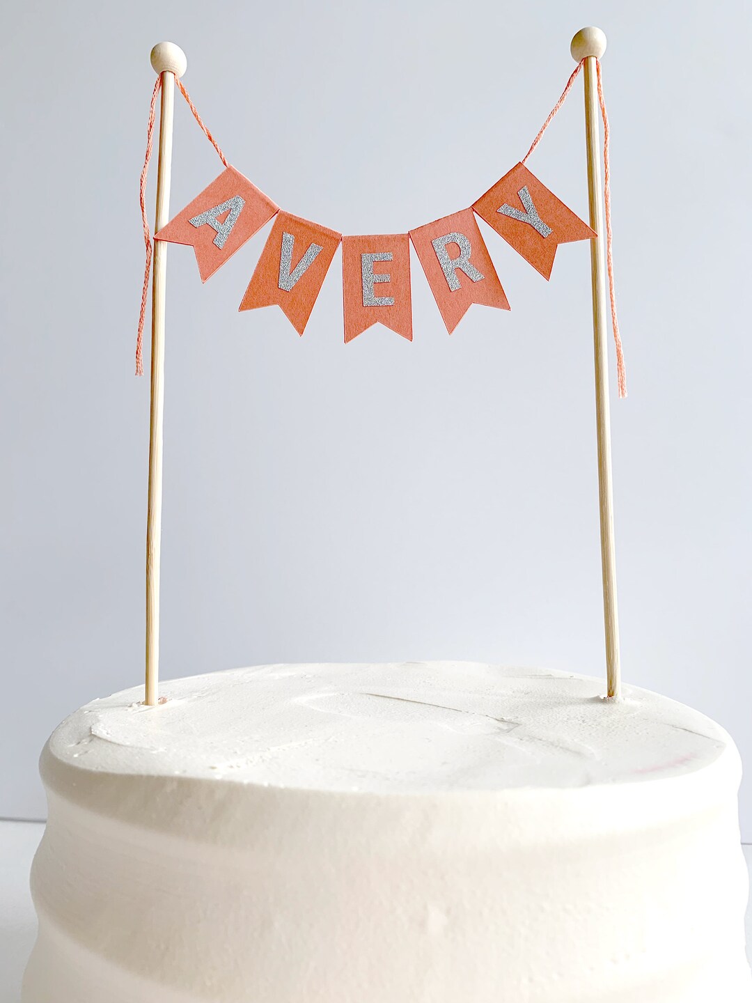 Papaya Orange – Custom Name Cake Banner - Cake Topper Personalized With ...