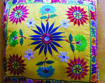 Gypsy pendant necklace with vintage embroidered textile | Etsy