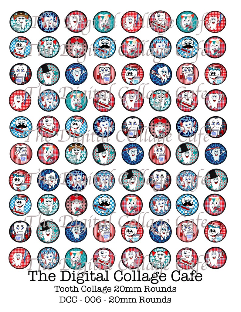 Tooth Digital Collage Sheet DCC006 Dental Hygienist Collage - Etsy