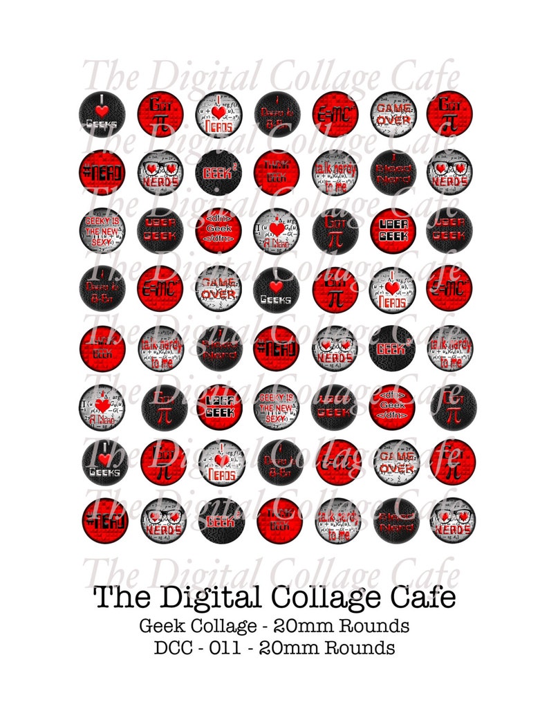 Geek Digital Collage Sheet - Nerd Digital Collage DCC011 Collage 18mm ...