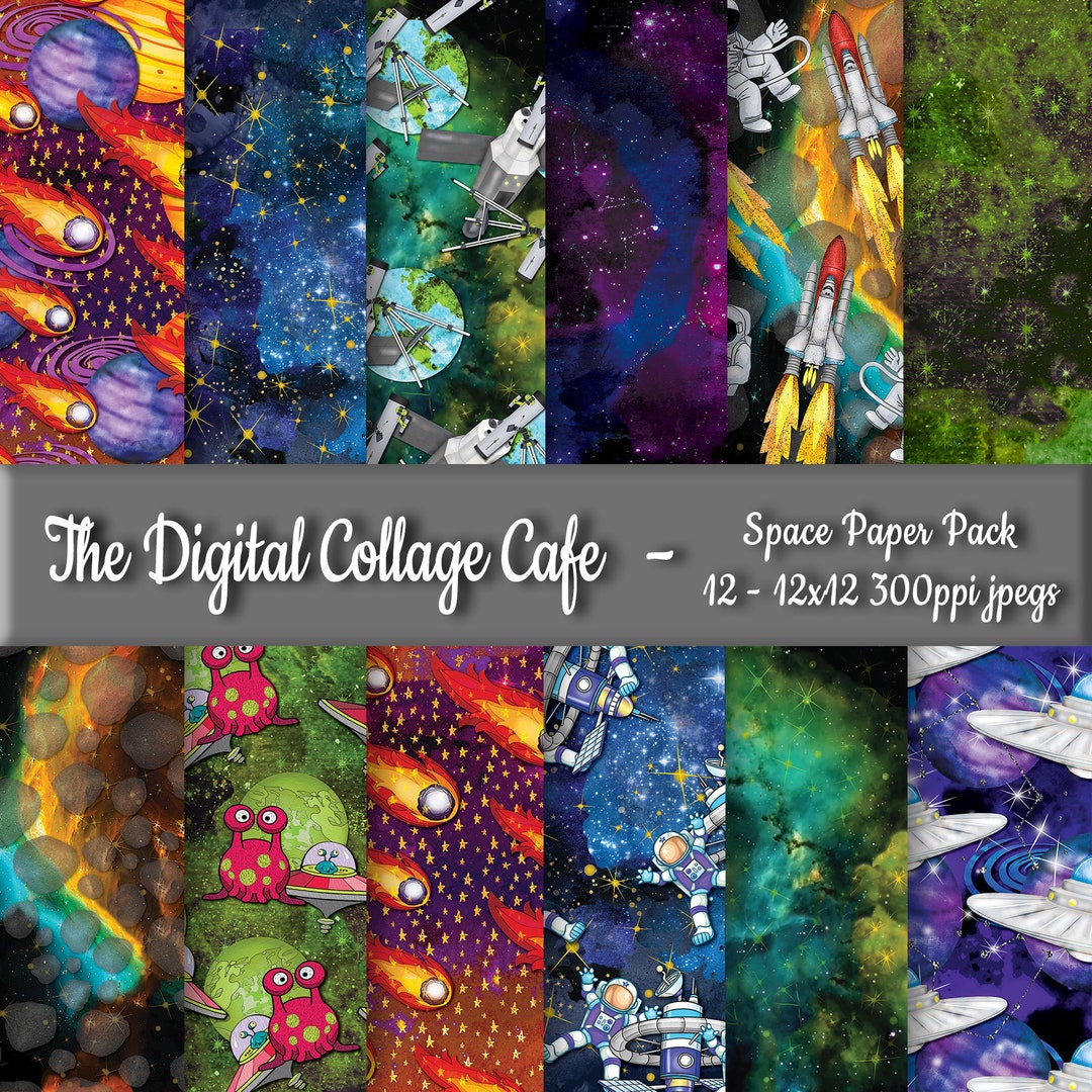 Space Seamless Digital Paper Pack, Alien Digital Paper Pack, Celestial ...