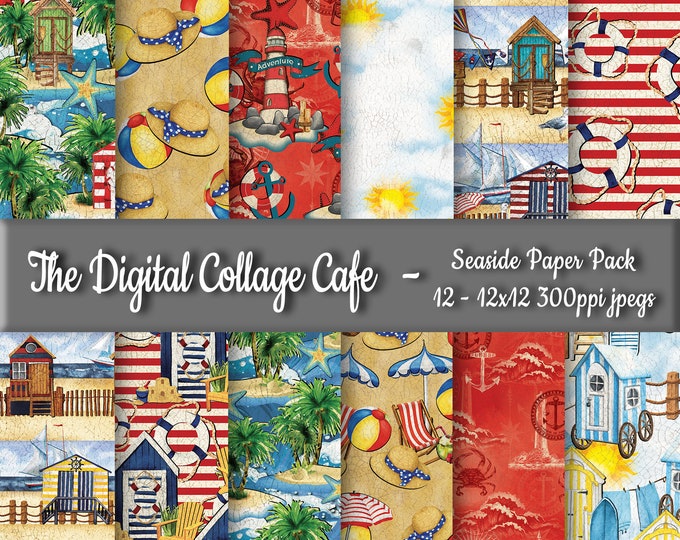 Beach Digital Paper at the Beach Colorful Summer Printable - Etsy