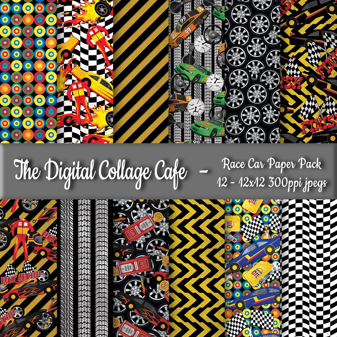 Race Car Seamless Digital Paper Pack, Nascar Inspired Seamless Pattern ...