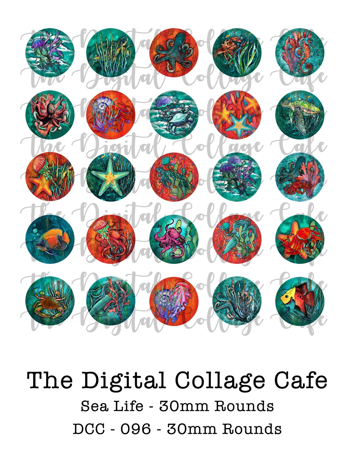 Sea Life Digital Collage Sheet Ocean Collage Ocean Life | Etsy