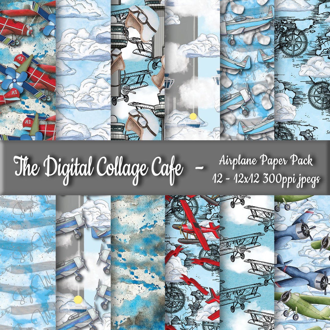 Airplane Seamless Digital Paper Pack, Pilot Digital Paper Pack ...