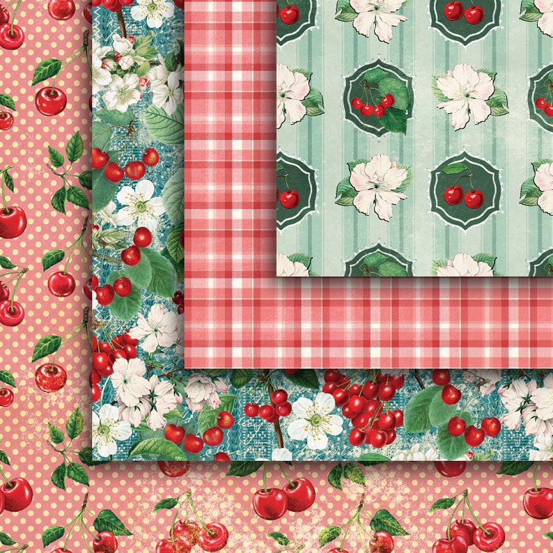 Cherry Seamless Digital Paper Pack, Cherries Digital Paper, Cherry ...