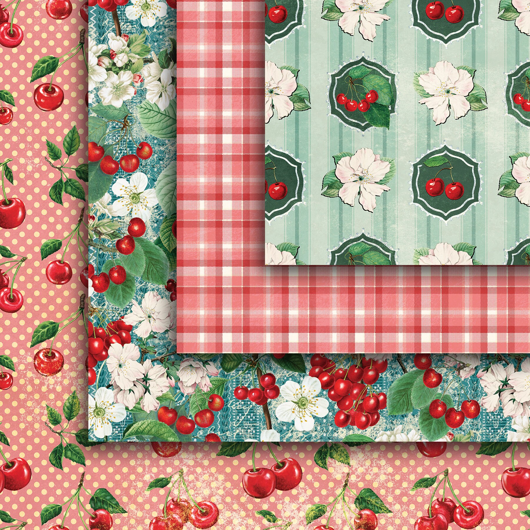 Cherry Seamless Digital Paper Pack Cherries Digital Paper - Etsy
