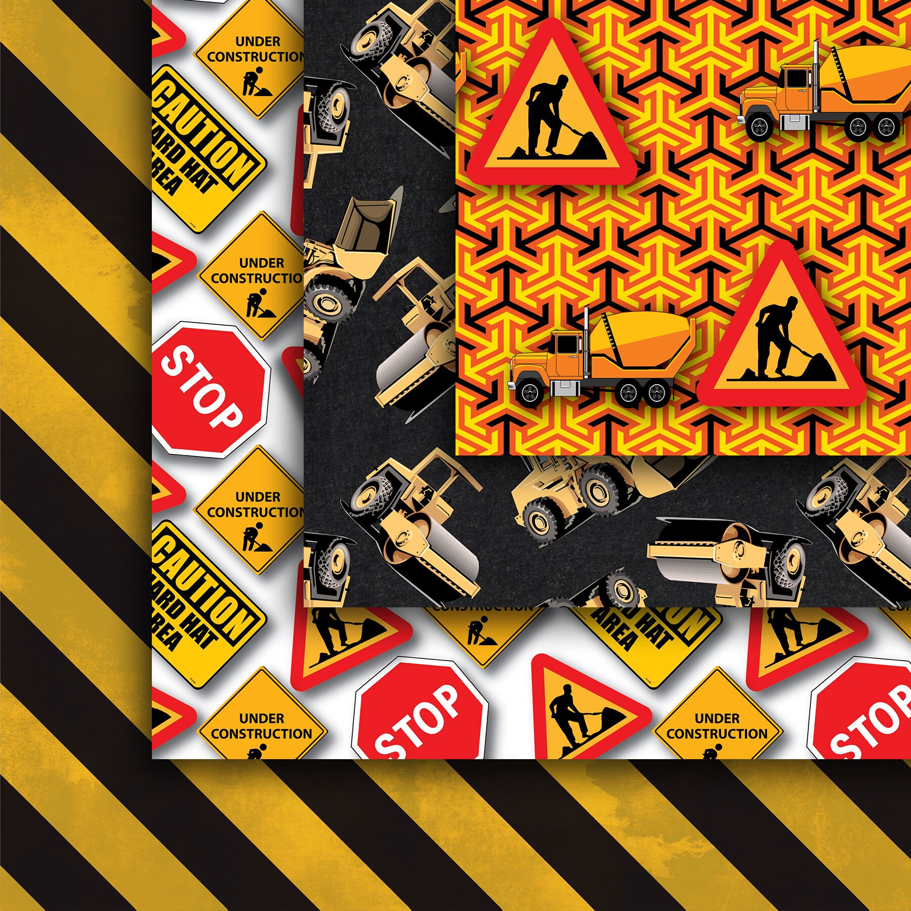 Construction Seamless Digital Paper Pack, Trucks Digital Paper Pack ...