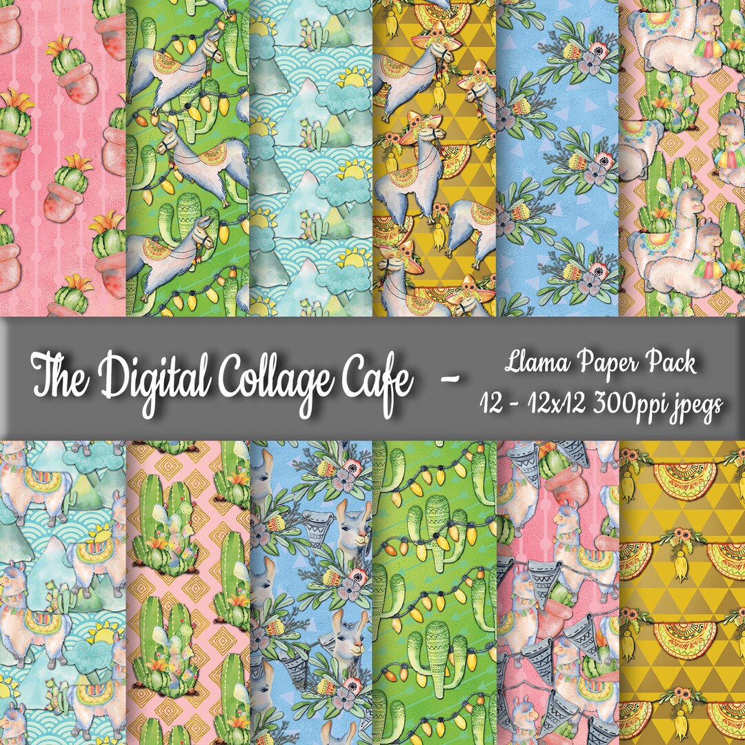 Llama Seamless Digital Paper Pack, Alpaca Digital Paper Pack, Pastel ...