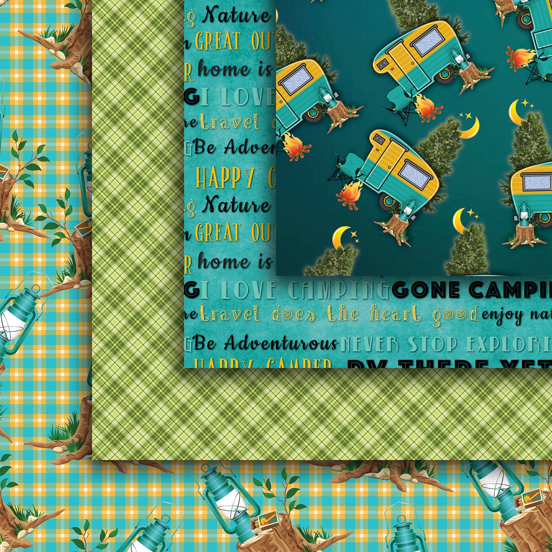 Camping Seamless Digital Paper Pack Hunting Digital Paper - Etsy