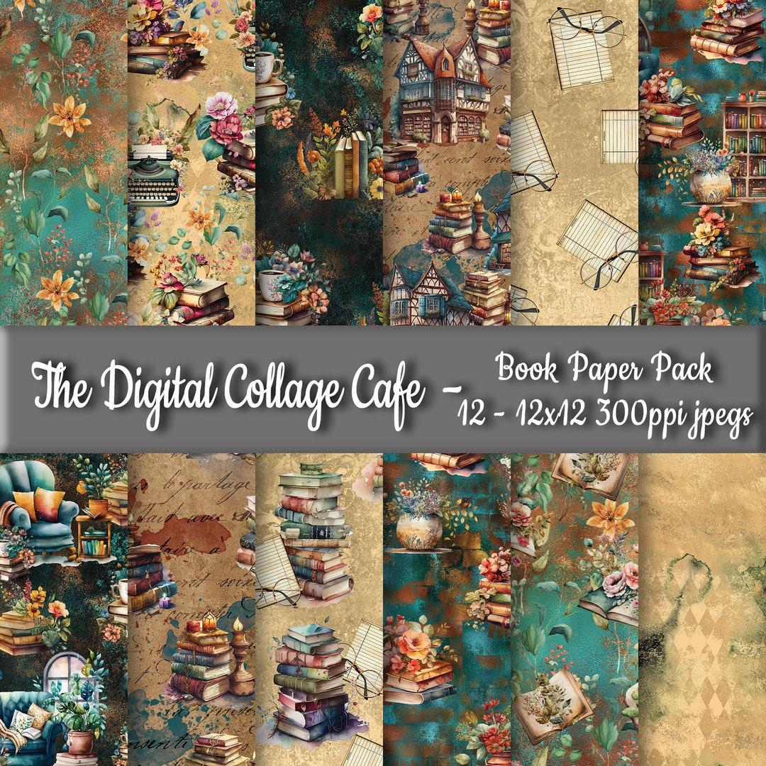 Books Seamless Digital Paper Pack, Reading Fabric Digital Design ...