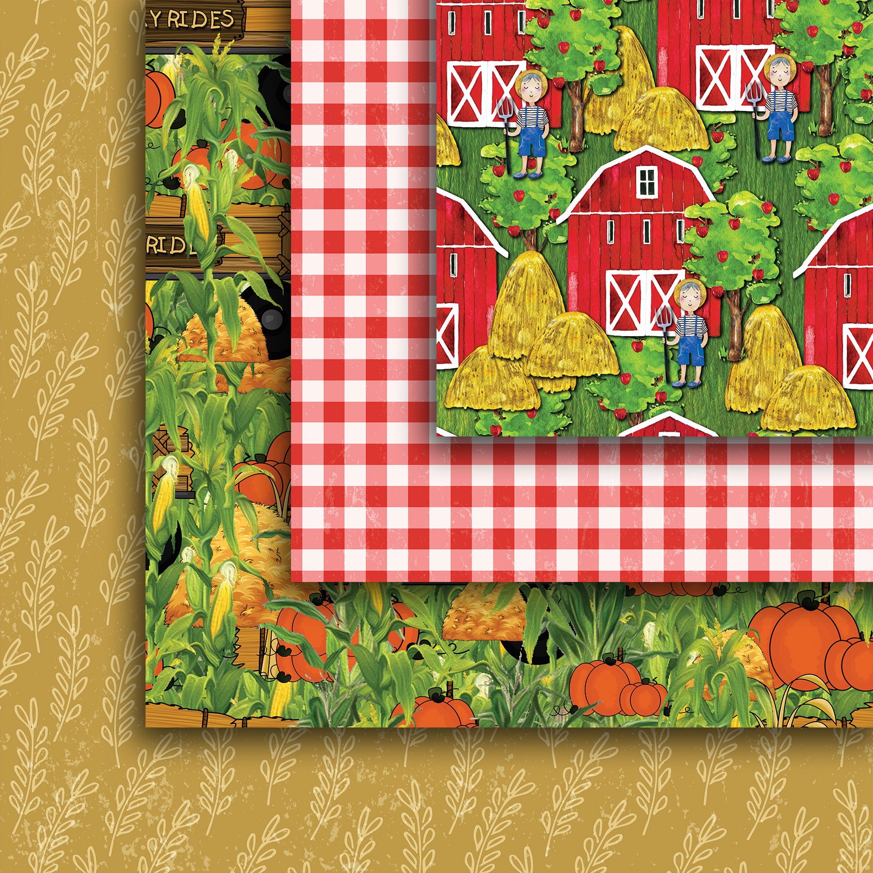 Farm Seamless Digital Paper Pack Farmer Digital Paper Pack | Etsy