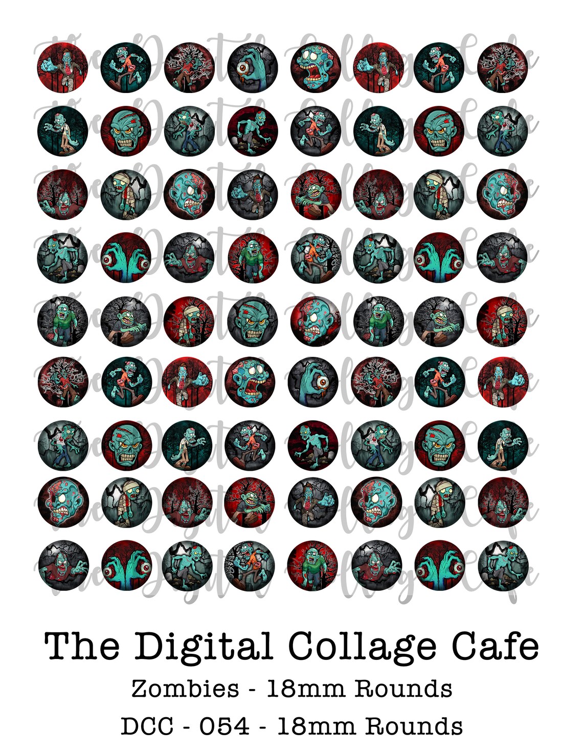 Zombie Digital Collage Sheet Graveyard Halloween Collage | Etsy