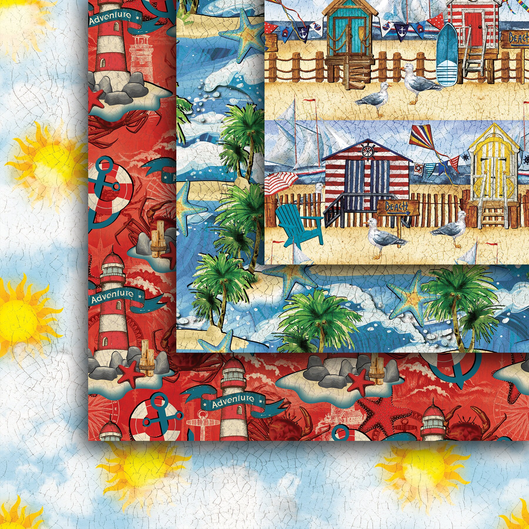 Seaside Seamless Digital Paper Pack Beach Hut Digital | Etsy